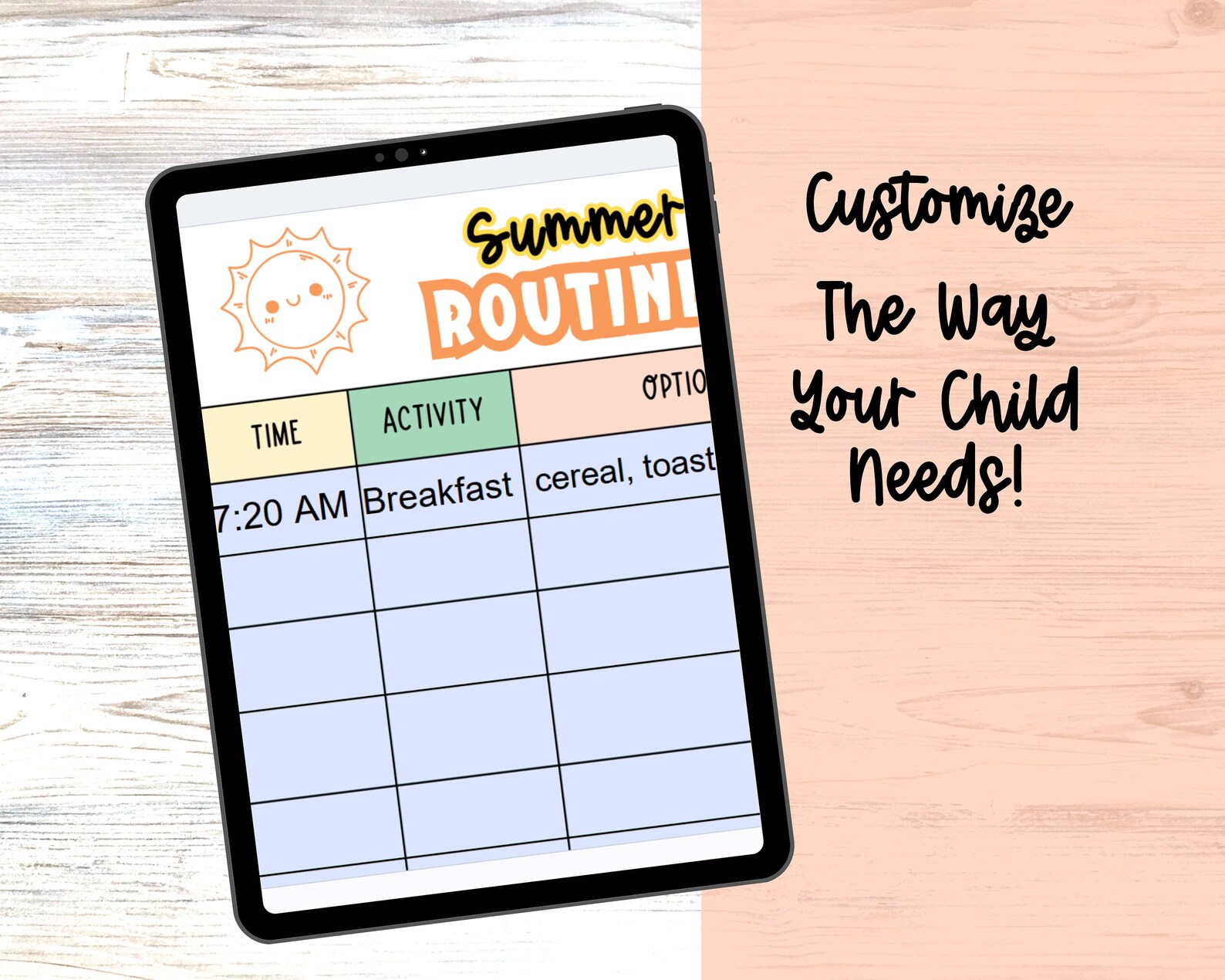 Responsibility Chart for Kids Daily Schedule Editable Template, 4 ...