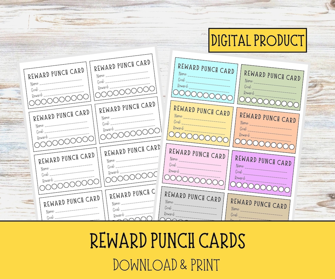 Reward Punch Card for Kid Printable Sticker Card for Good Behavior in ...