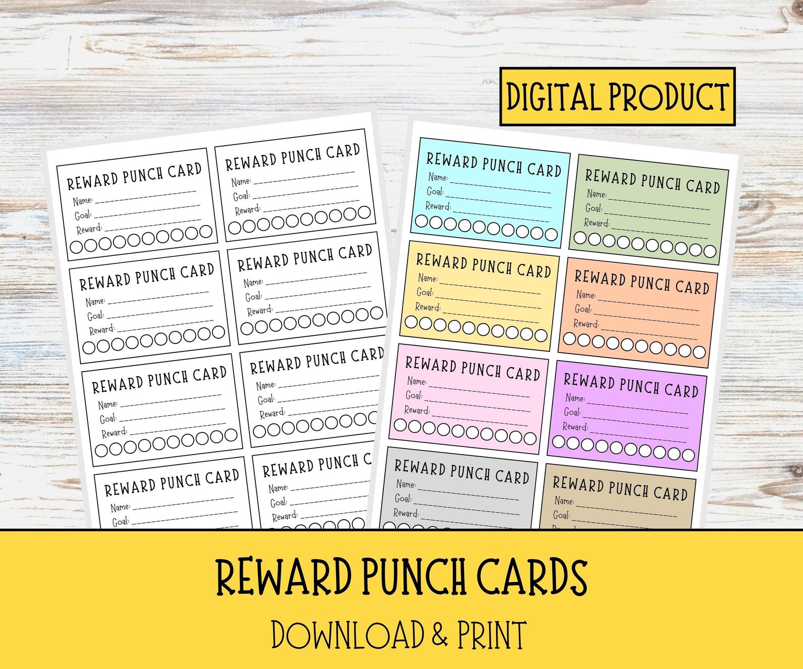 Reward Punch Card for Kid Printable Sticker Card for Good Behavior in ...