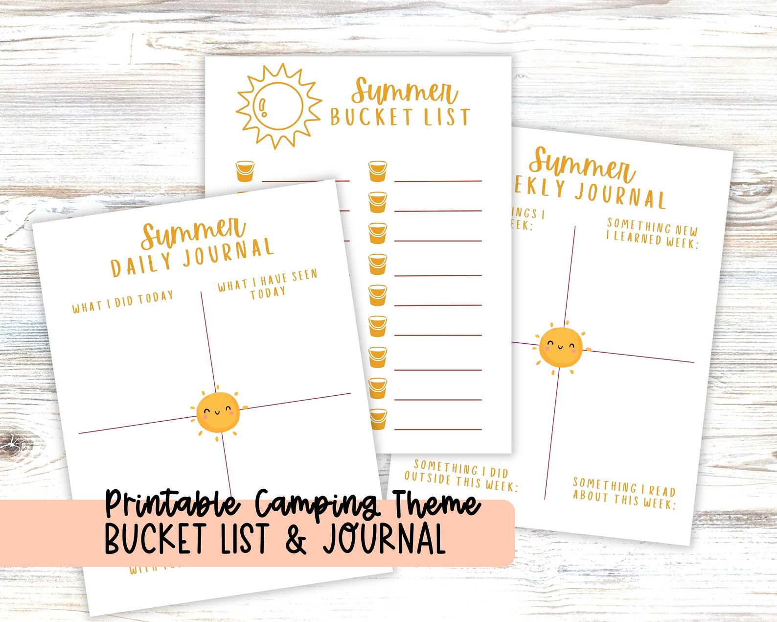 Printable Bucket List & Summer Camp Reflection Prompted Journal for ...