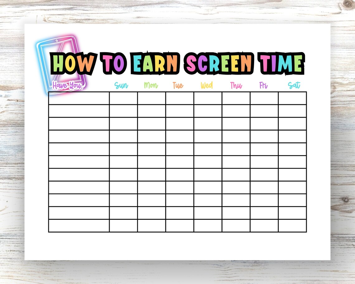 Earn Screen Time Sticker Chart, Good Behavior Checklist, Weekly Routine ...