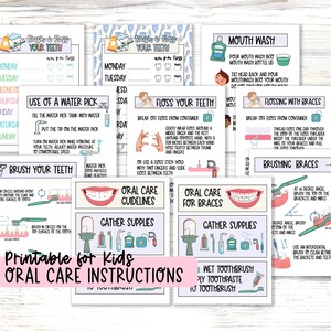 Oral Care Guidelines for Brushing Teeth, Printable Instruction Poster ...