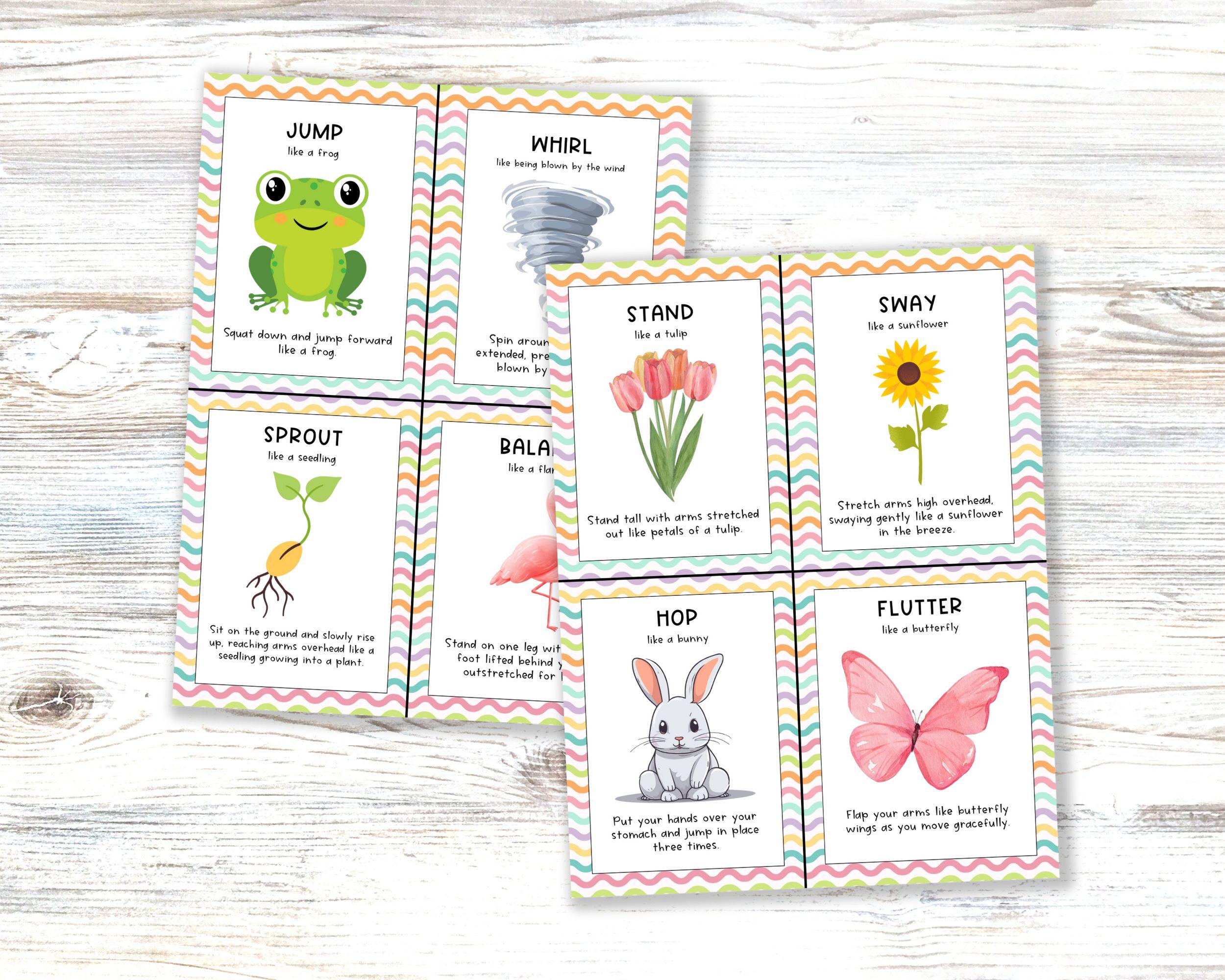 Movement Cards for Kids, Printable Animal & Seasonal Themed Guided ...
