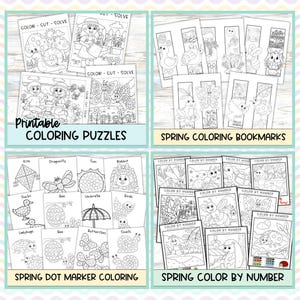 Spring Coloring Bundle, Coloring Puzzles, Bookmarks, by Number, Dot ...