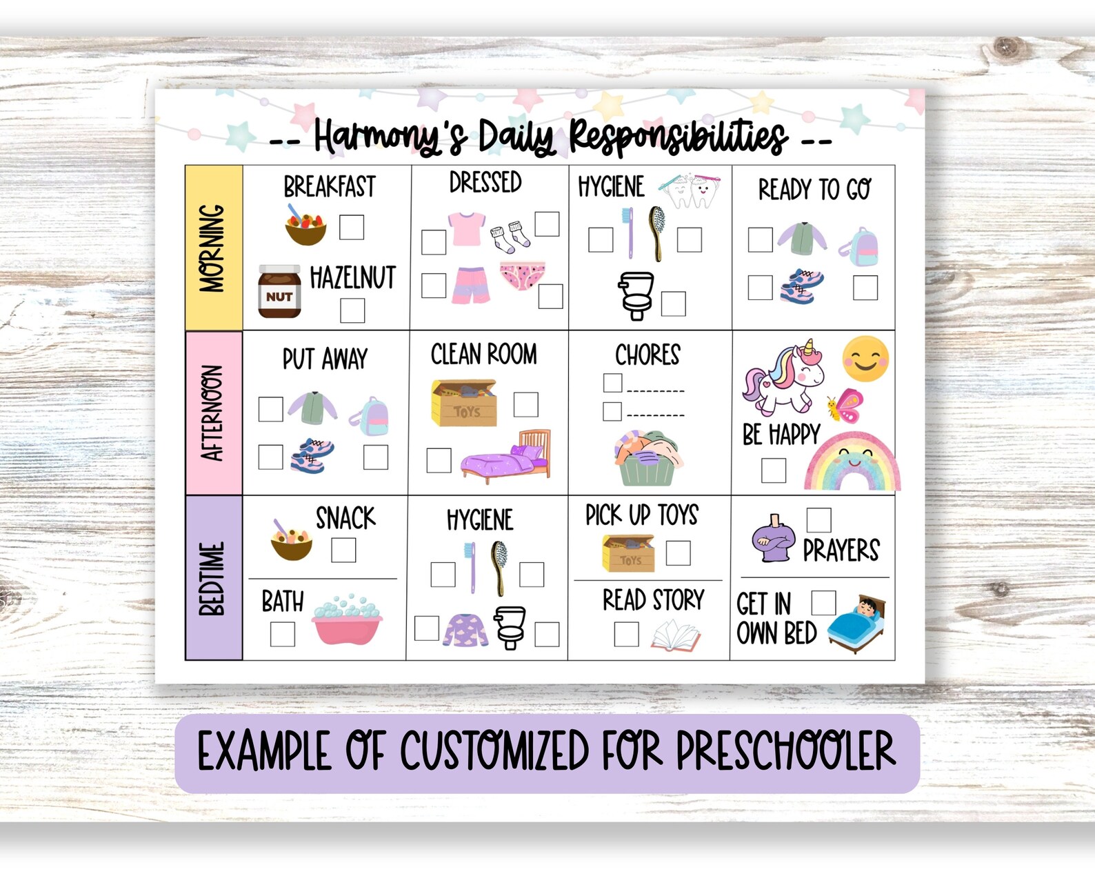 Customizable Daily Responsibility Chart With Pictures After School ...