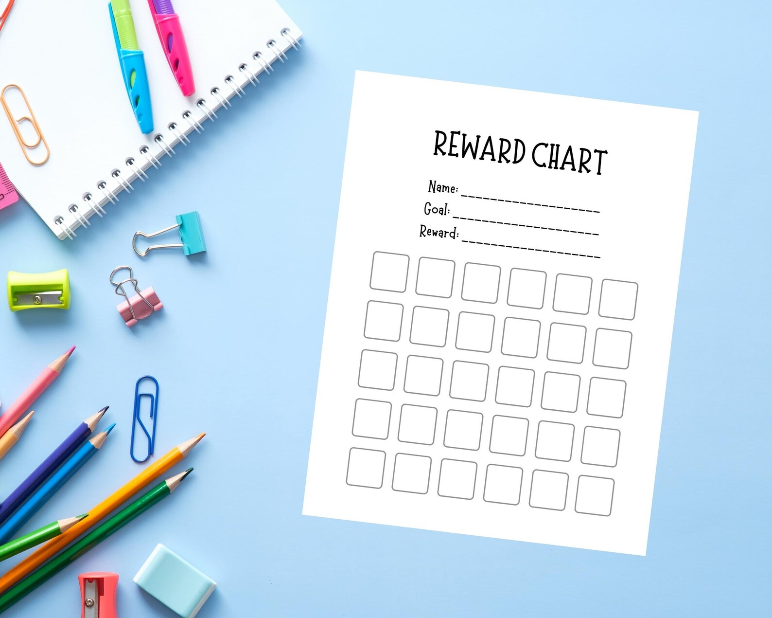 Editable Reward Chart for Kid Sticker Chart Positive Behavior Teen ...