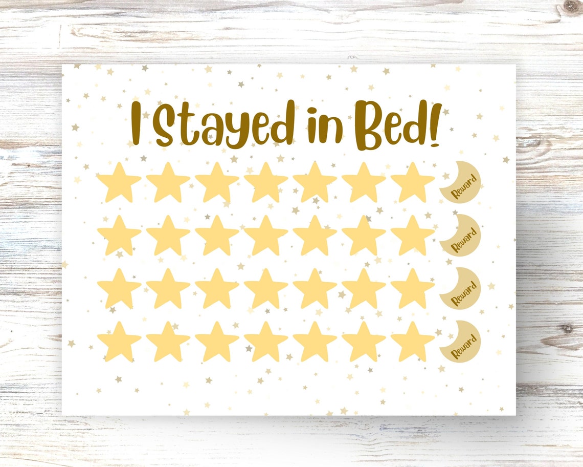 Stay in Bed Sticker Chart for Sleep Training Toddlers Printable Reward ...