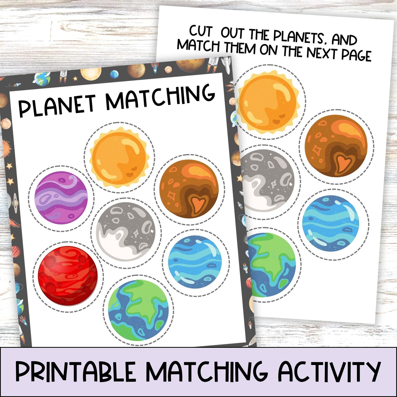Color Match Planets Printable Game for Toddlers, Building Block Size ...