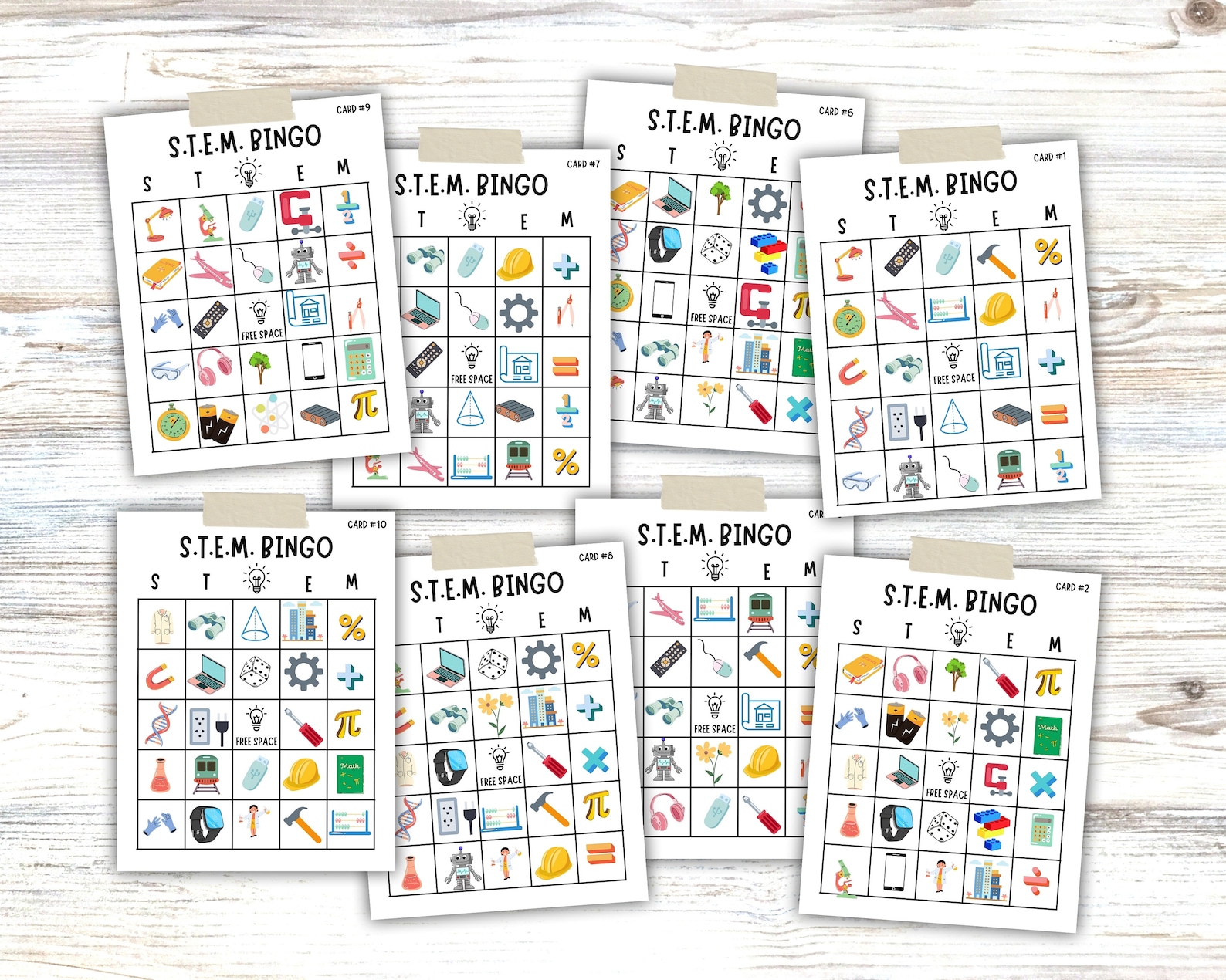 STEM Bingo Game, 12 Bingo Boards Printable Calling Cards, STEM Learning ...