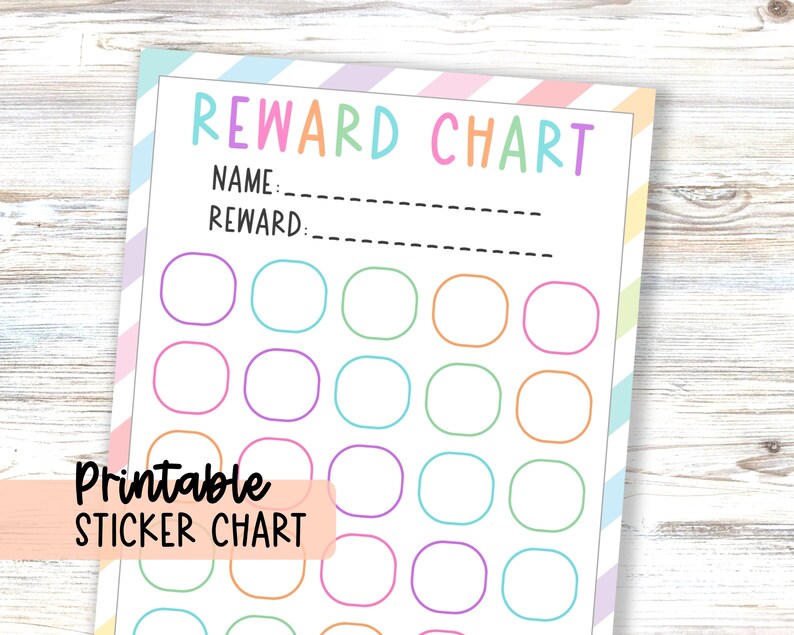 Printable Rainbow Reward Chart for Kid Sticker Chart Positive Behavior ...
