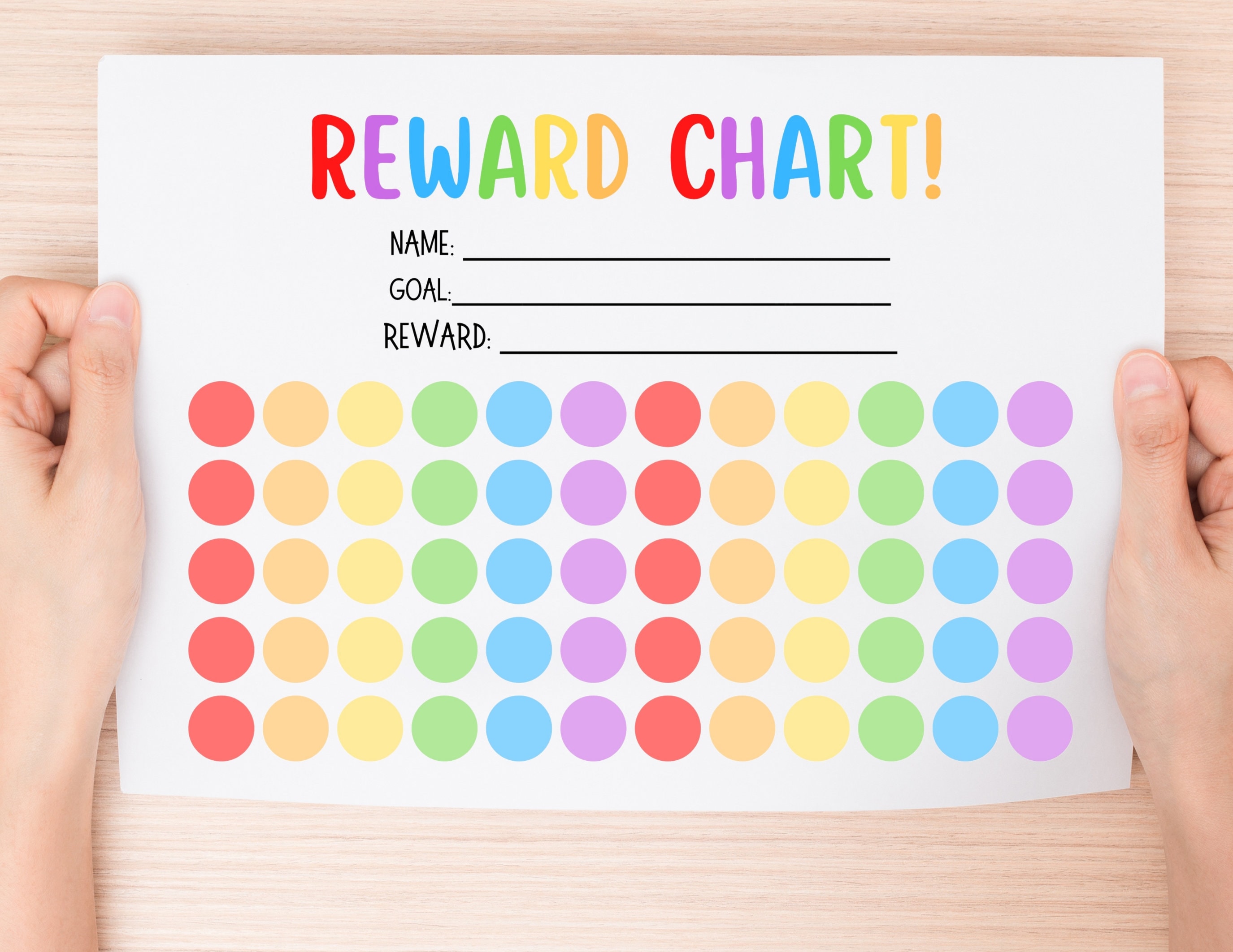 Printable Rainbow Reward Chart for Kid Sticker Chart Positive Behavior ...
