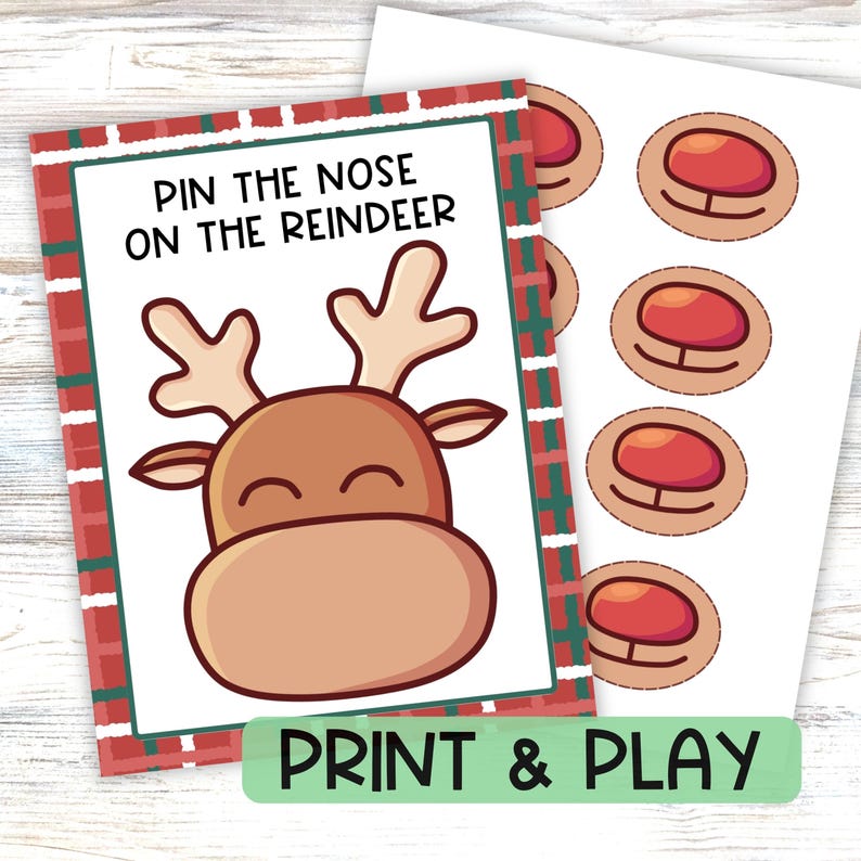Pin the Nose on the Reindeer and Carrot on the Snowman, Pin the Tail on ...