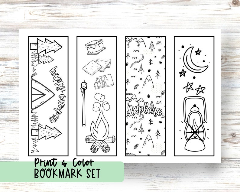 Color Your Own Bookmark Printable Camping Coloring Page for Kid Summer ...