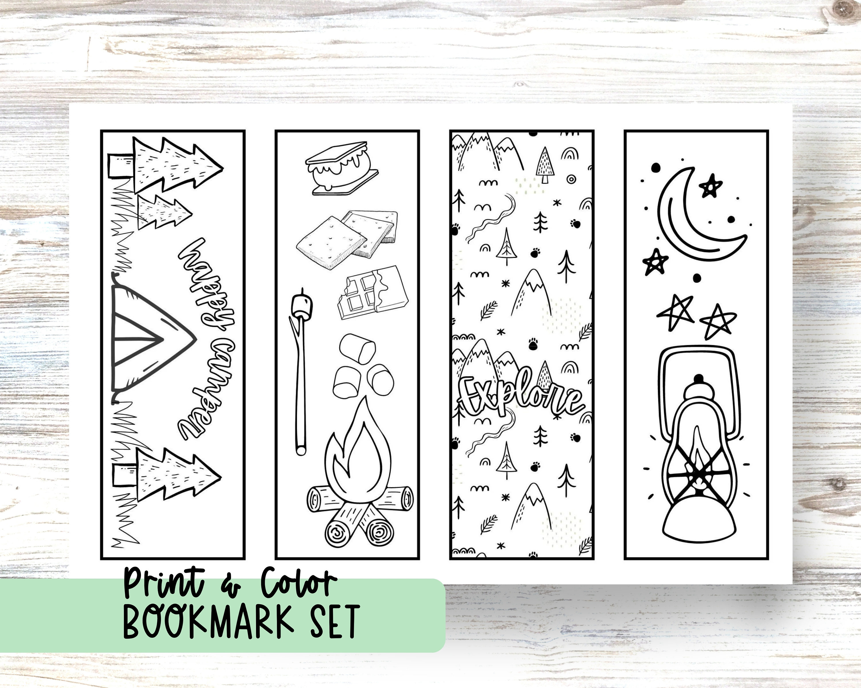 Color Your Own Bookmark Printable Camping Coloring Page for Kid Summer ...