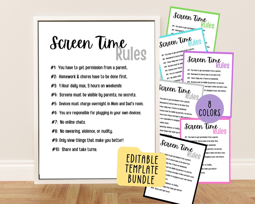 Family Rules for Screen Time. Guidelines for Kids and Teens - Etsy