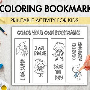 COLORING BOOKMARK SET, Superhero Positive Affirmation Cards, Birthday ...