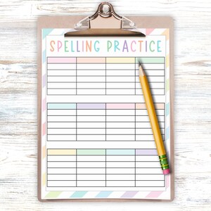 Spelling List Writing Practice Sheet, Bundle With Vocabulary Practice ...