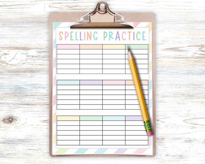 Spelling List Writing Practice Sheet, Bundle With Vocabulary Practice ...