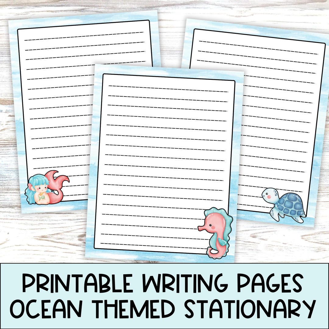 Ocean Stationary Set, Under the Sea Printable Lined Paper, Junk Journal ...