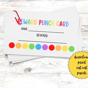 Rainbow Punch Cards Printable, Loyalty Card, Reward Sticker Chart ...