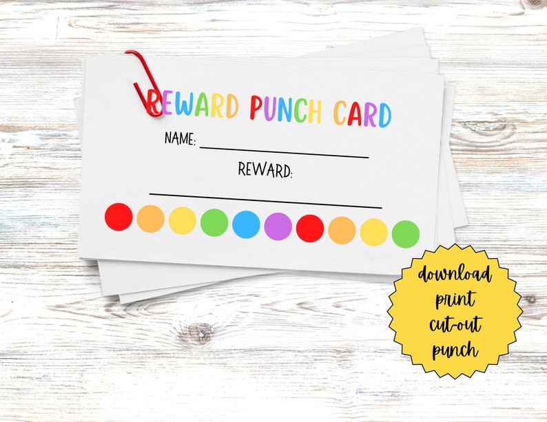 Rainbow Punch Cards Printable, Loyalty Card, Reward Sticker Chart ...