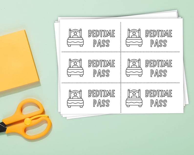 Bedtime Pass for Sleep Training Toddlers Printable Get Out of Bed ...