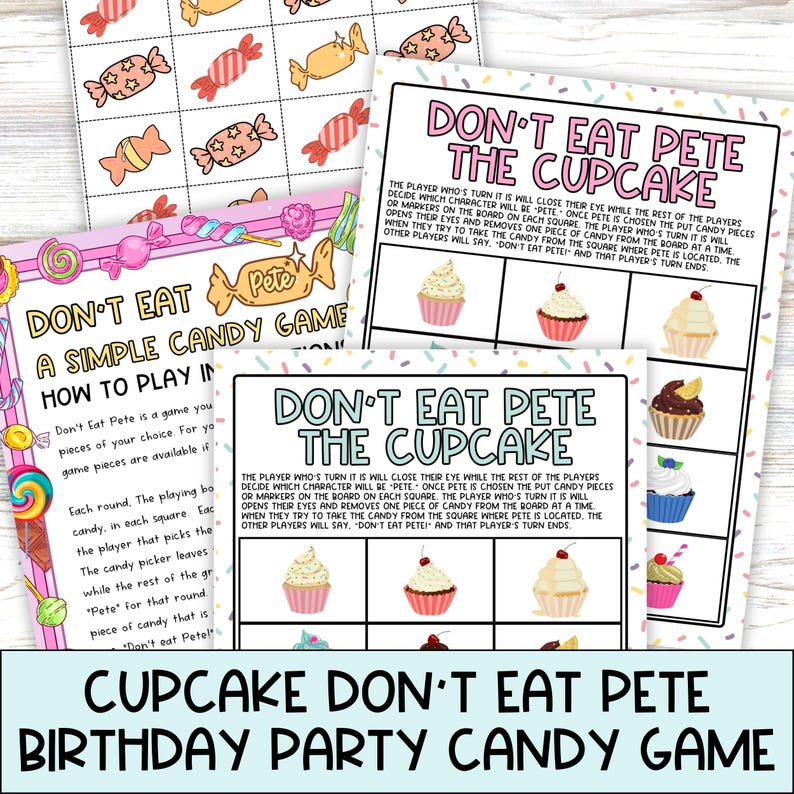 Don't Eat Pete the Cupcake, Fun Easy Birthday Party Activity or Kids ...