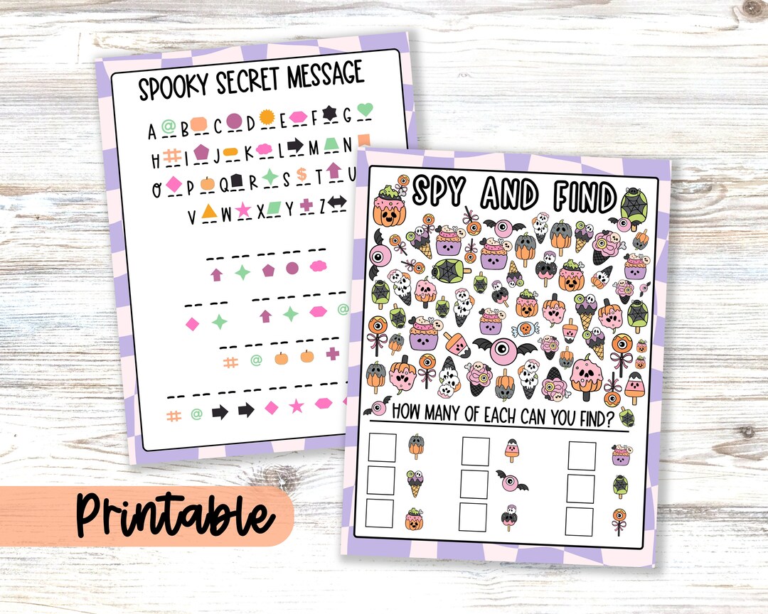 Halloween Activities, Spooky I Spy Printable Game, Spooky Secret ...