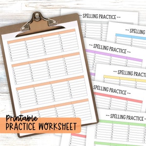 Spelling Practice Worksheet for Homework at Home Practice Spelling List ...