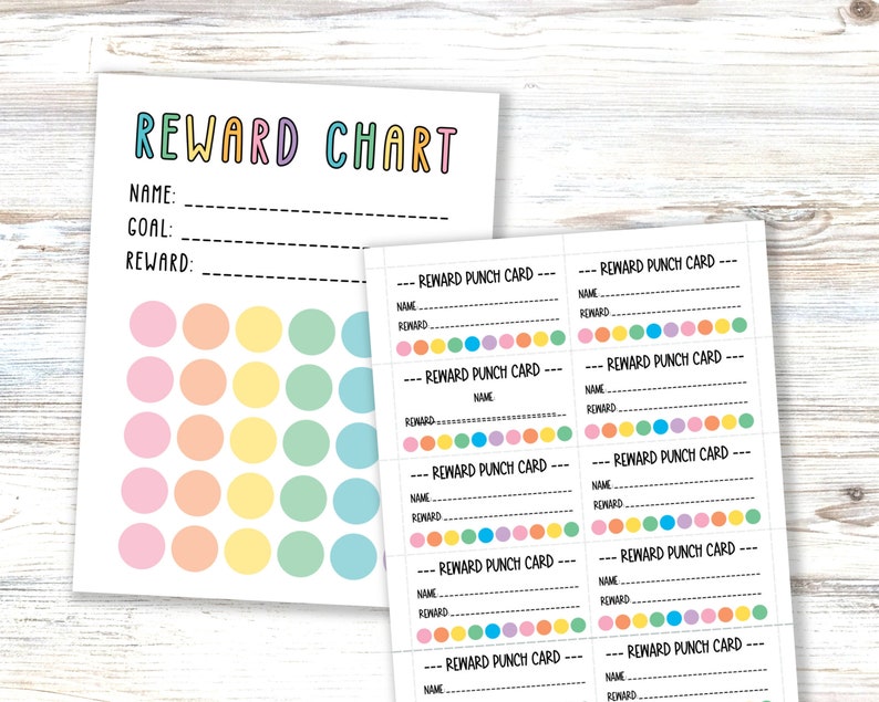 Reward Punch Card, Allowance Ledger, Behavior Sticker Chart, Printable ...