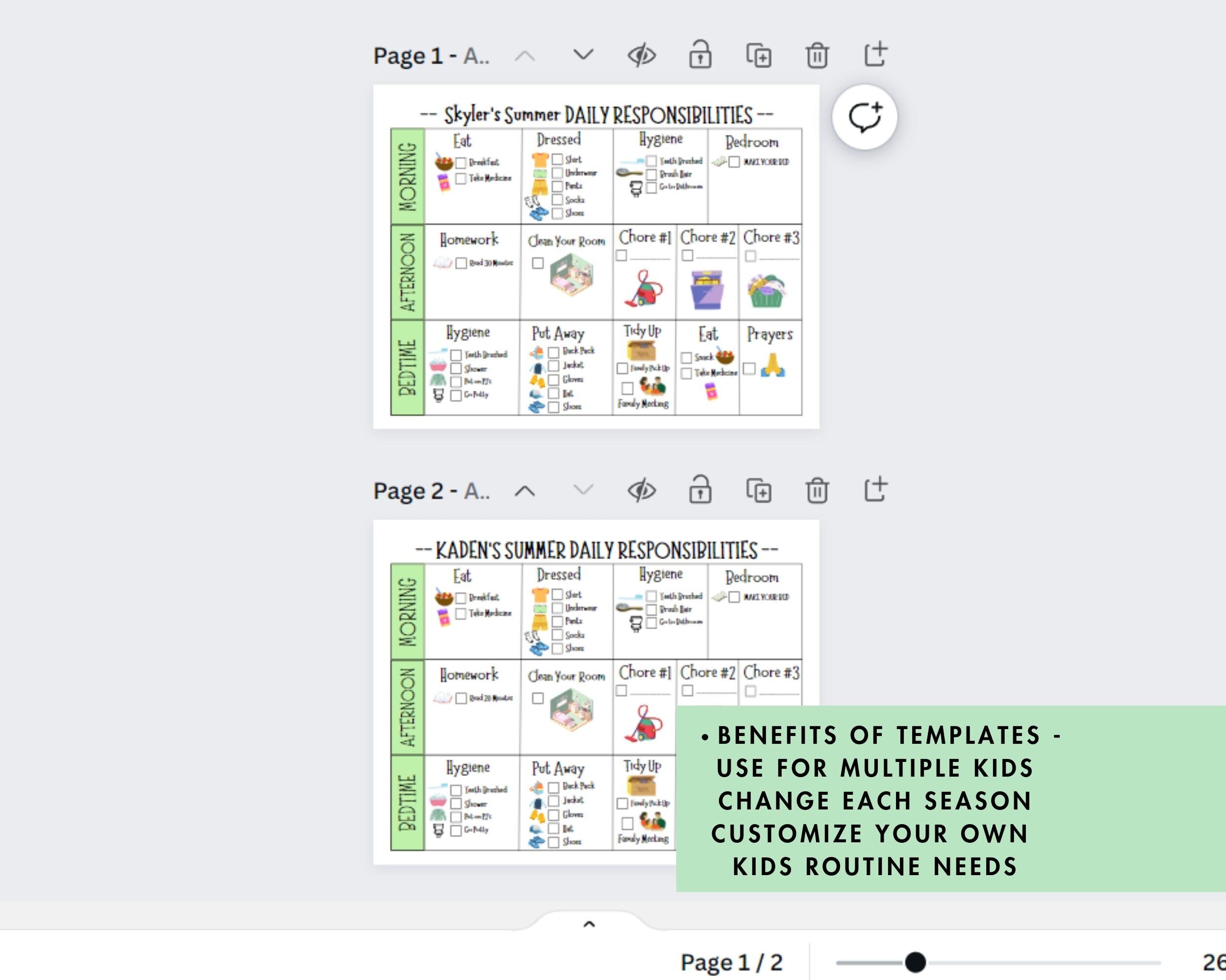 Editable Daily Routine Kids Visual Schedule Morning Schedule Afternoon ...
