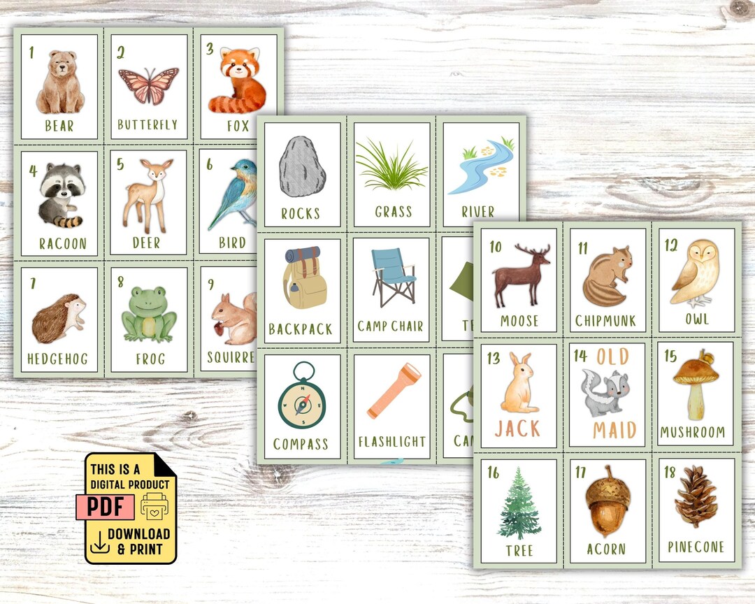 Card Game Bundle, Birthday Party Game or Woodland Animal Baby Shower ...