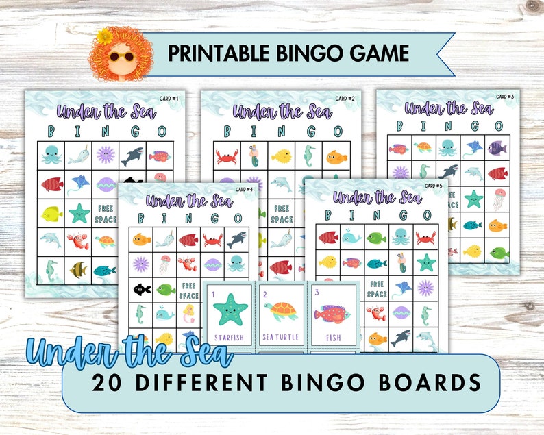 Bingo Game & Playing Card Deck Bundle, Printable Under the Sea ...