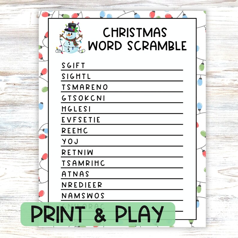 Christmas Word Game Puzzle Printable Worksheet Bundle, Holiday Word ...