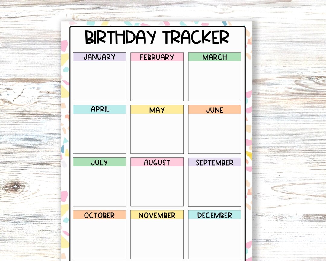 Birthday Tracker, Family Birthday Calendar, Classroom Birthday Chart ...