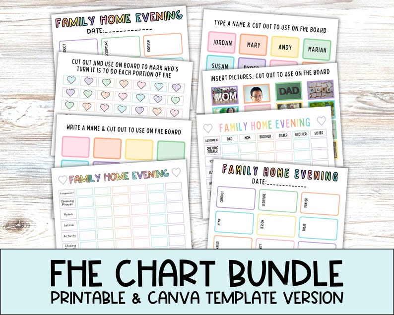 Printable Family Home Evening Chart: Editable FHE Assignments (digital ...