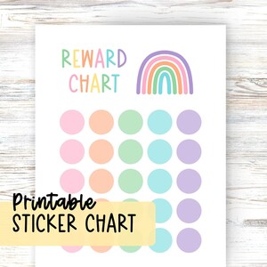 Printable Rainbow Reward Chart for Kid Sticker Chart Positive Behavior ...