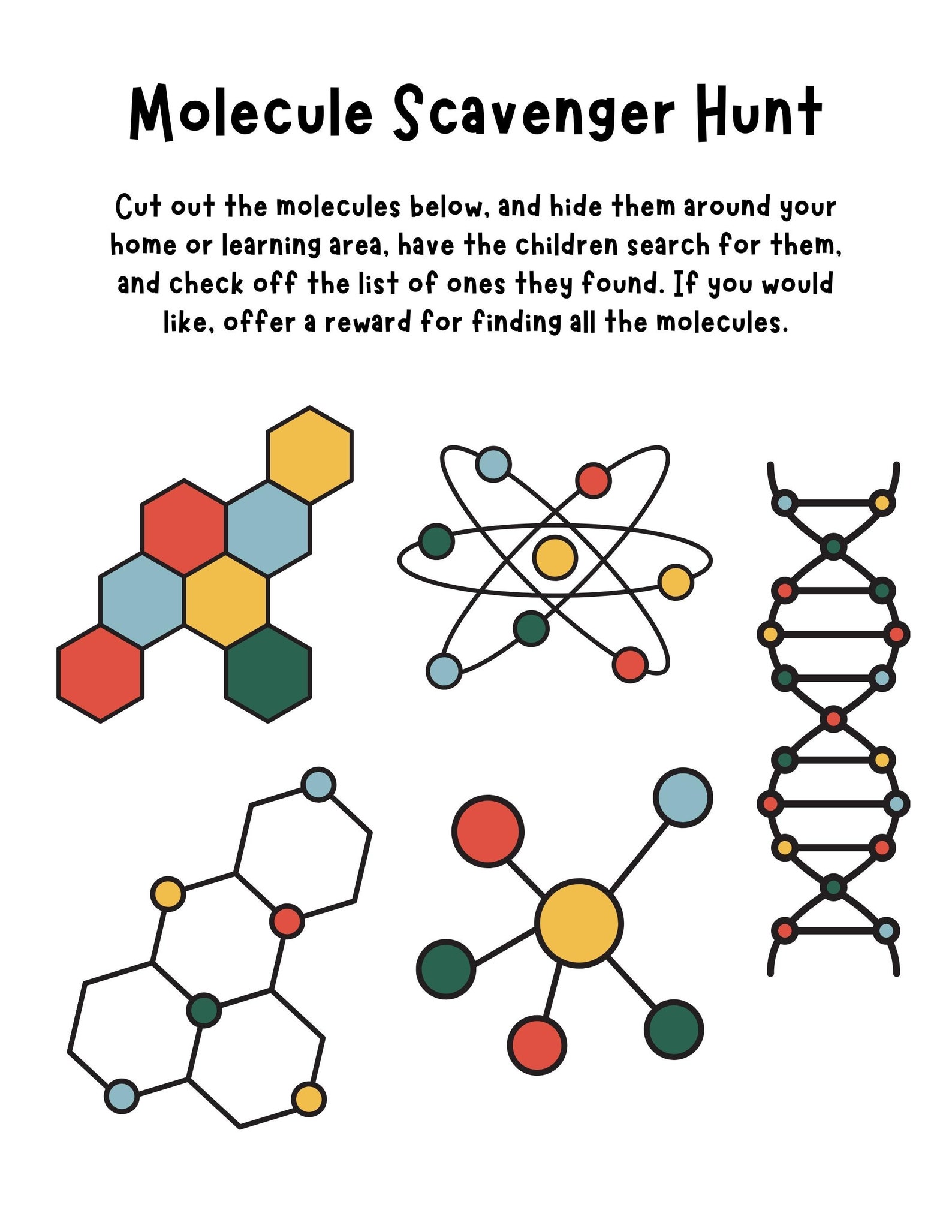 Molecule Scavenger Hunt Game Printable STEM Learning Activity Science ...