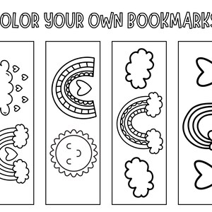 COLORING BOOKMARK SET, Birthday Party Favor, Rainbow & Sunshine ...
