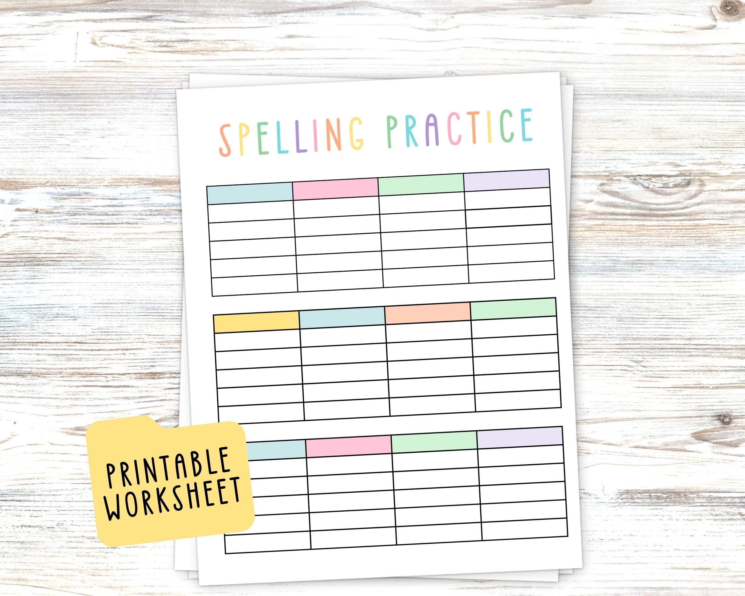 Spelling Practice Printable Worksheet Spelling Words Sheet Sight Word ...
