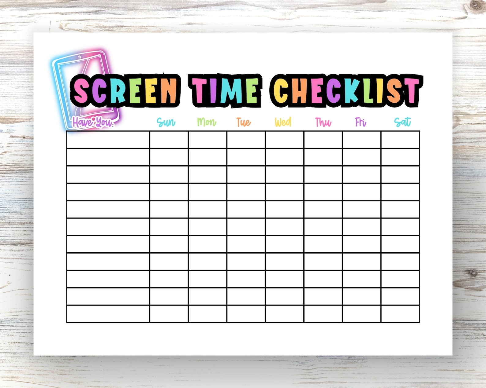 Behavior Checklist Earn Screen Time, Reward Sticker Chart, Weekly ...