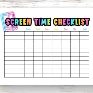Behavior Checklist Earn Screen Time, Reward Sticker Chart, Weekly ...