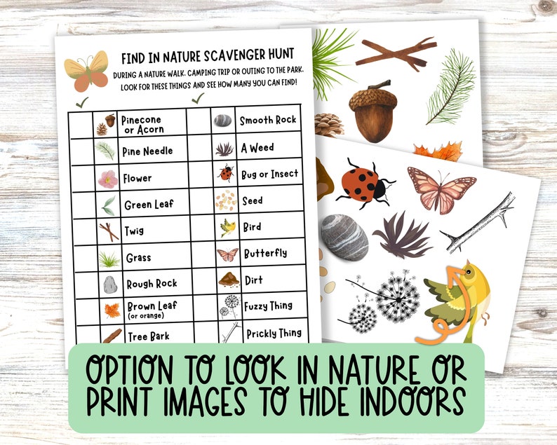 Nature Scavenger Hunt Bundle Outdoor Game for Kids Printable Camping ...