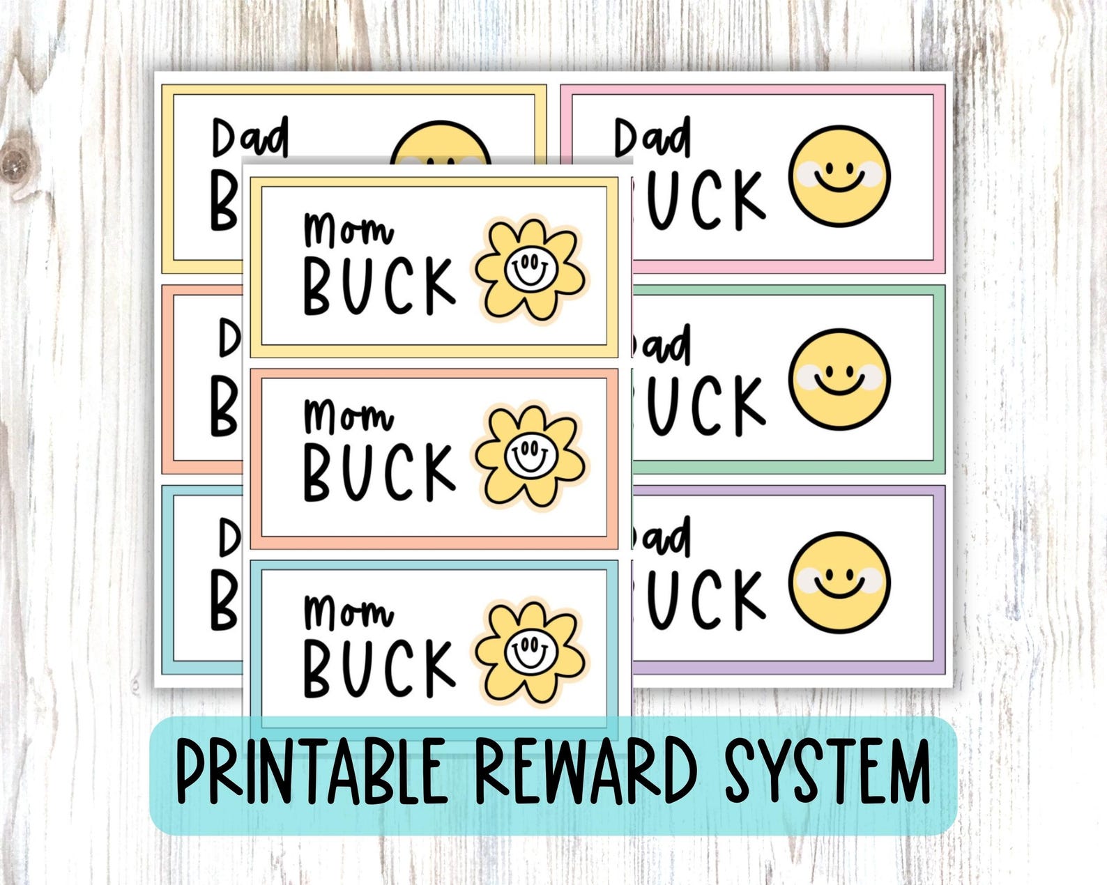 Reward Bucks for Kids Printable Reward System - Mom Bucks, Dad Bucks ...