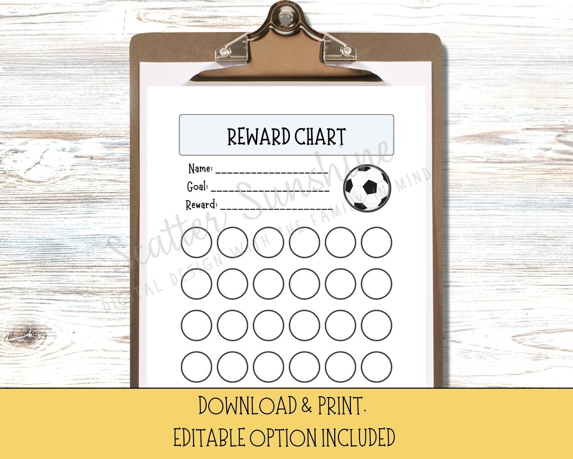 Editable Reward Chart for Kid Sticker Chart for Positive Behavior Teen ...