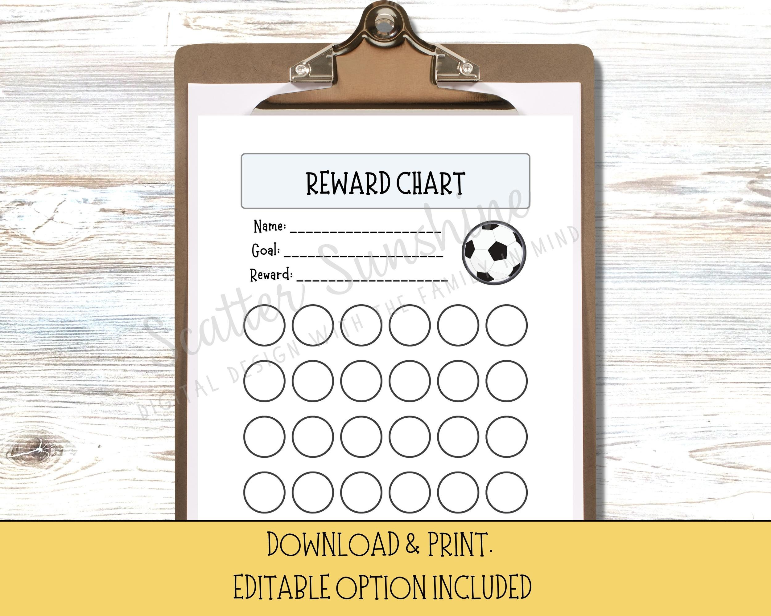 Editable Reward Chart for Kid Sticker Chart for Positive Behavior Teen ...