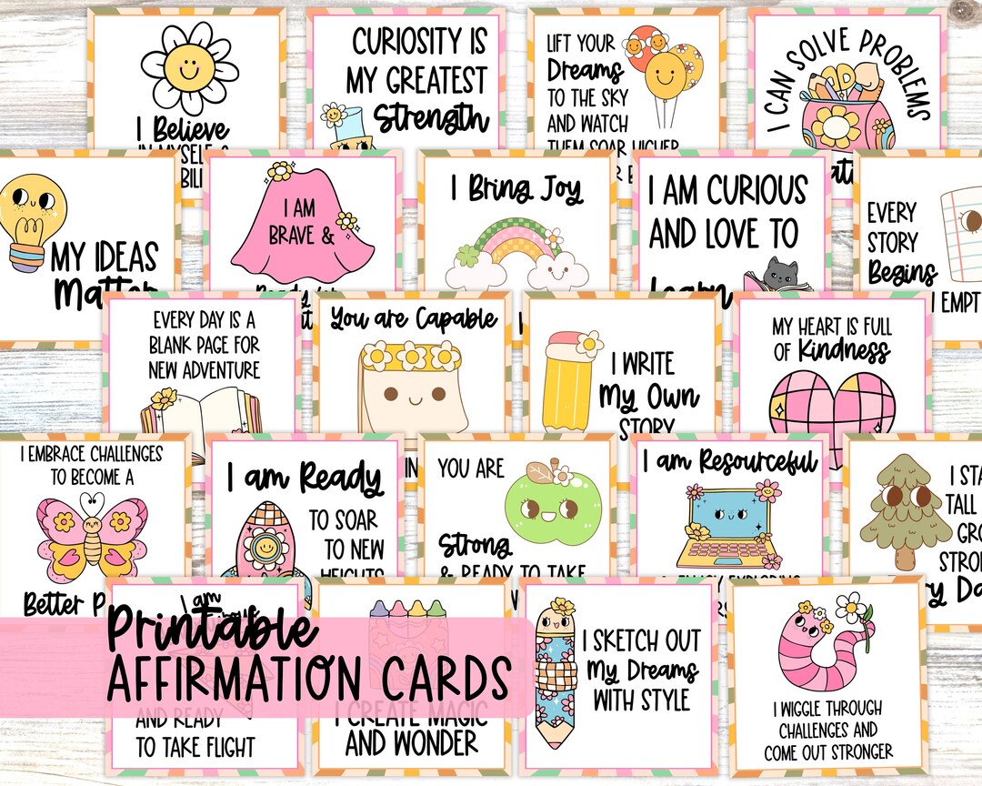 Daily Affirmation Cards for Kids, Back to School Quote Cards, Lunch Box ...