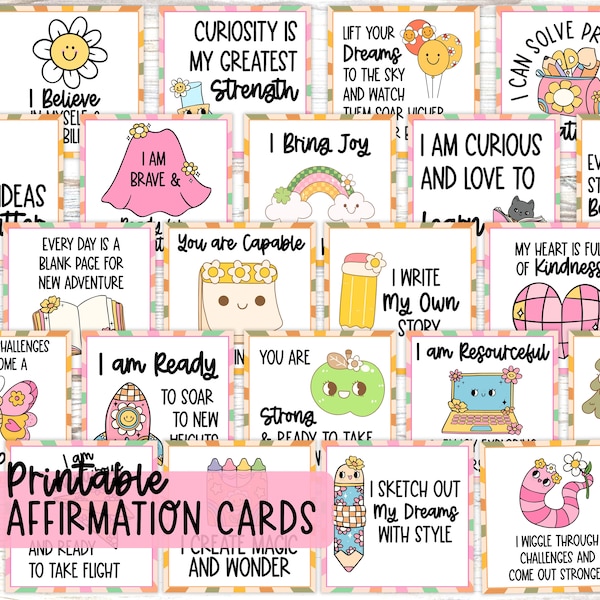 Daily Affirmation Cards for Kids, Back to School Quote Cards, Lunch Box ...