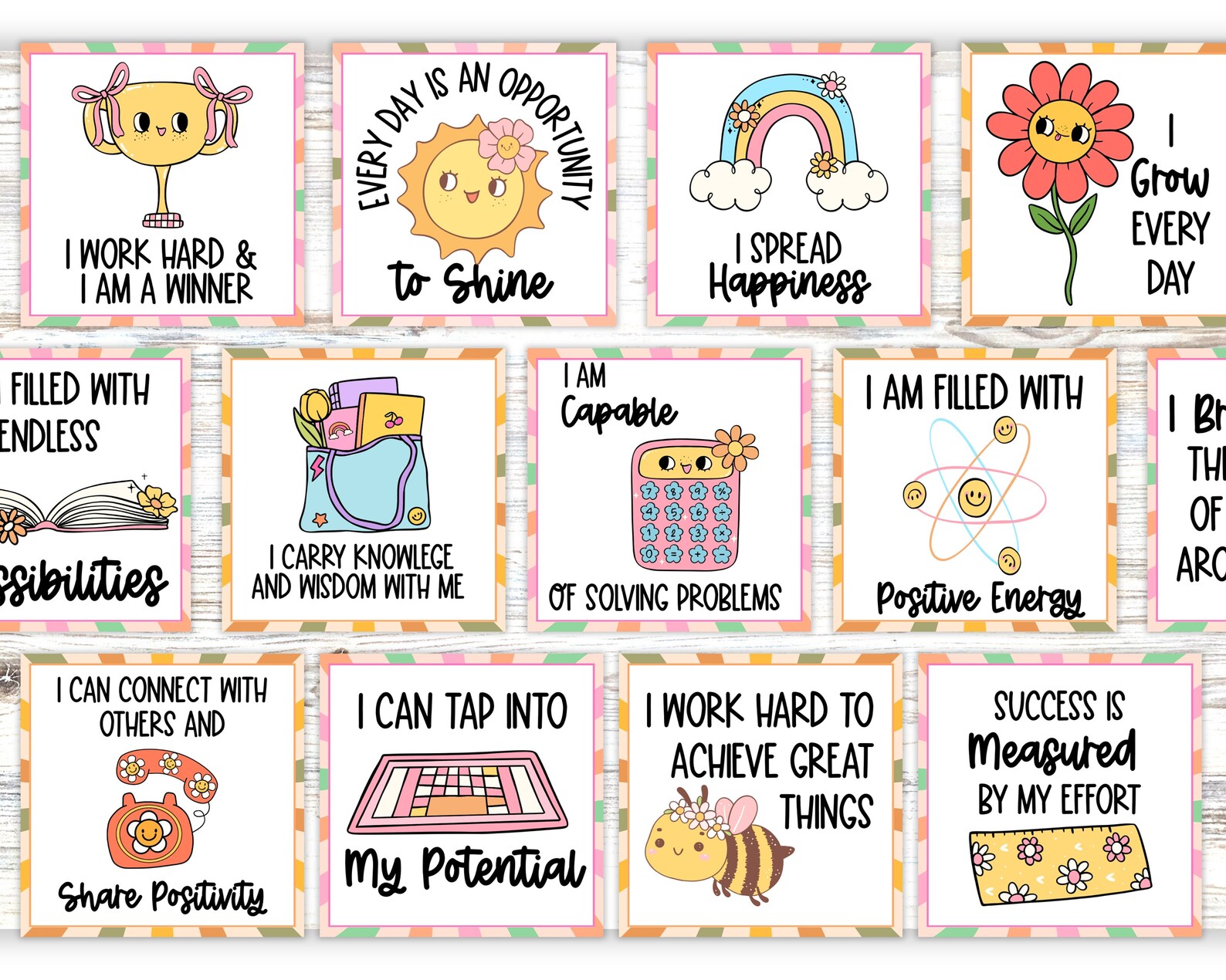 Daily Affirmation Cards for Kids, Back to School Quote Cards, Lunch Box ...
