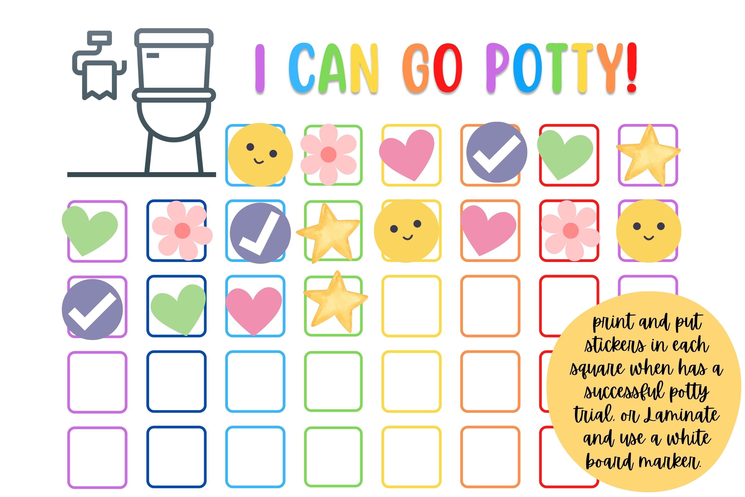 Potty Training Sticker Chart, Toddlers Rainbow Reward System, Printable ...
